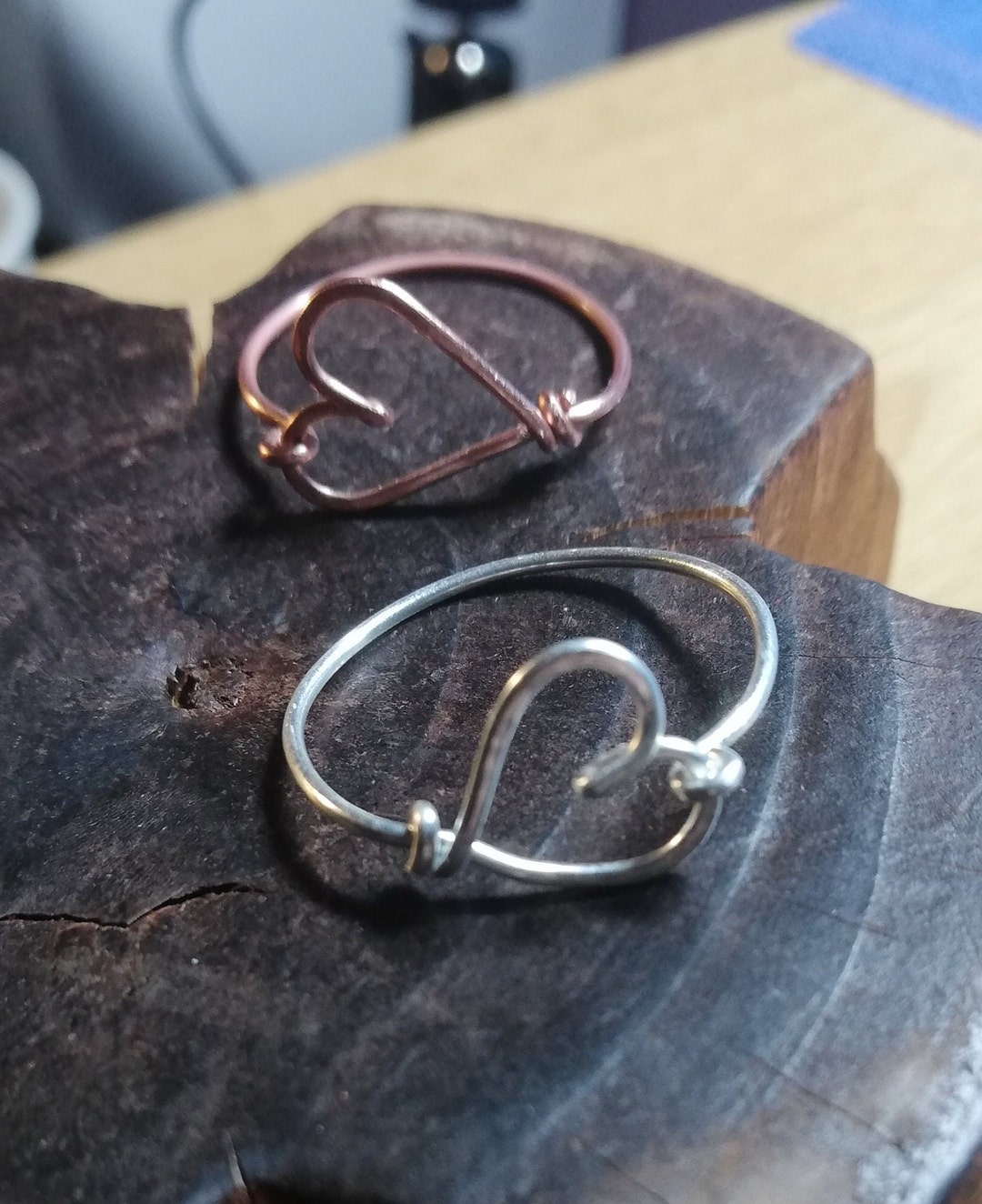 Zierlicher Herz Ring, Silber Ring, Kupfer Ring, Draht Ring, geschenk ...