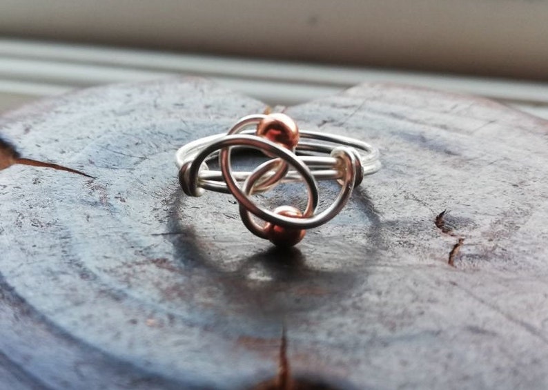 Celtic Style Weaving Silver Knot Ring With Copper Beads Wire - Etsy