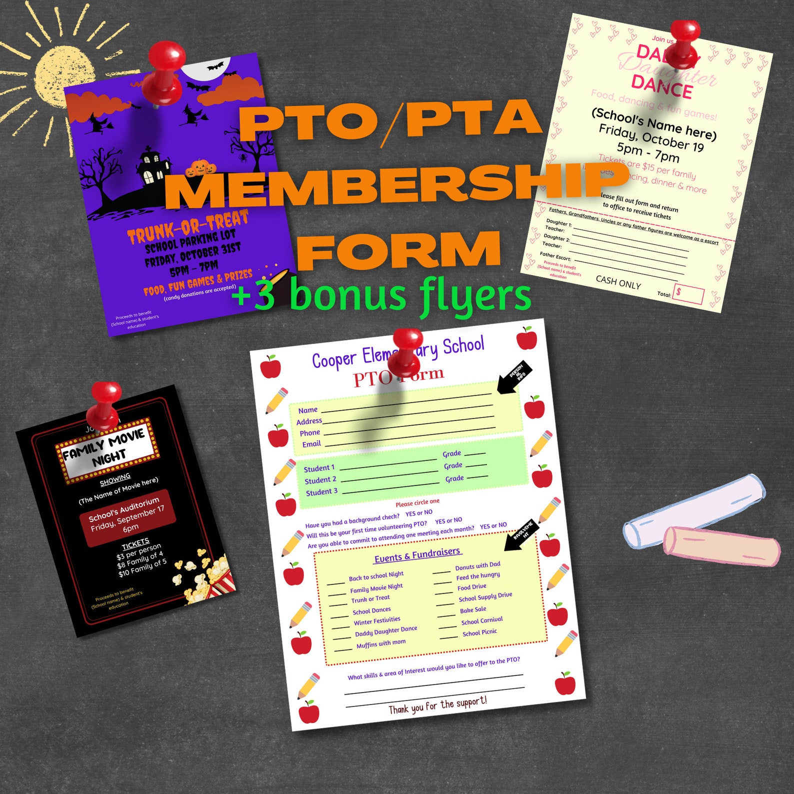Printable PTO PTA Membership Form Pto Pta Volunteer Sign up - Etsy