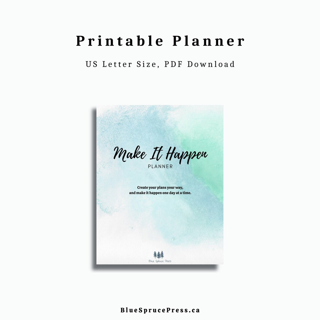 Make It Happen Printable Planner. PDF Instant Download. US Letter Size ...