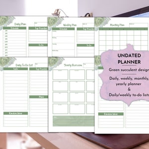 Undated Succulent Garden Printable Planner Bundle Daily, Weekly ...