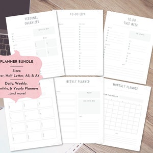 Undated Printable Planner Bundle - Daily, Weekly, Monthly, Yearly ...