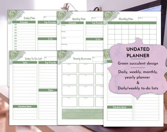 Undated Printable Planner Bundle Daily Weekly Monthly - Etsy