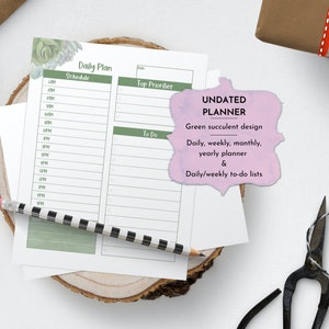 Undated Succulent Garden Printable Planner Bundle Daily, Weekly ...