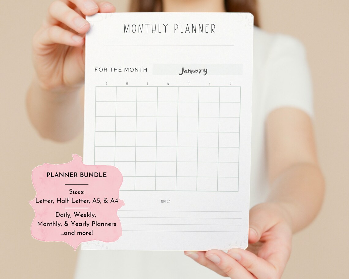 Undated Printable Planner Bundle Daily Weekly Monthly - Etsy