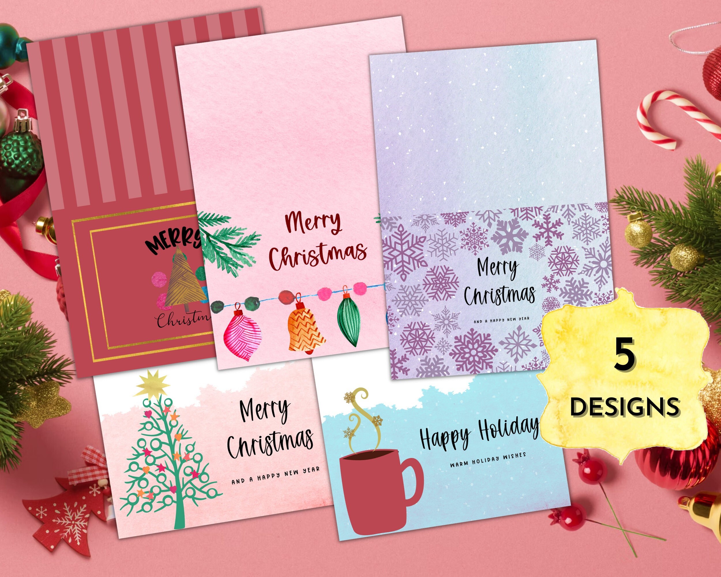 Foldable Christmas Cards Printable Bundle 5 Downloaded-able - Etsy