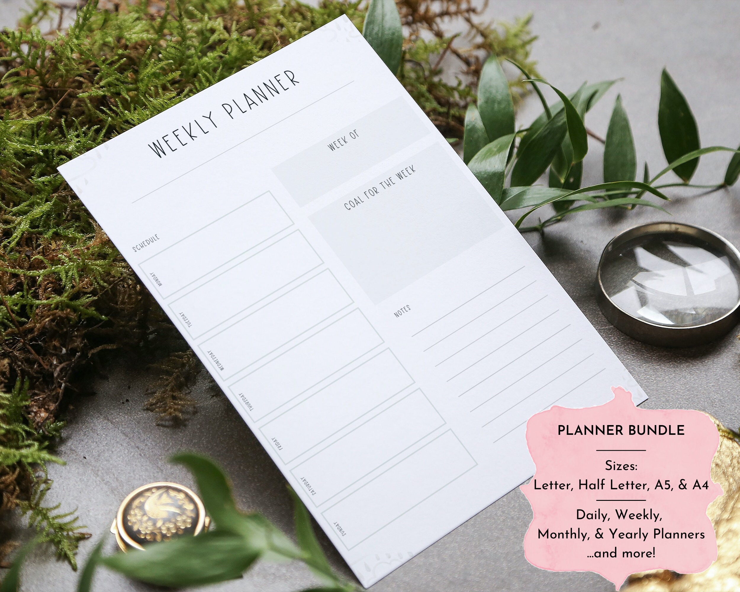 Undated Printable Planner Bundle Daily Weekly Monthly - Etsy