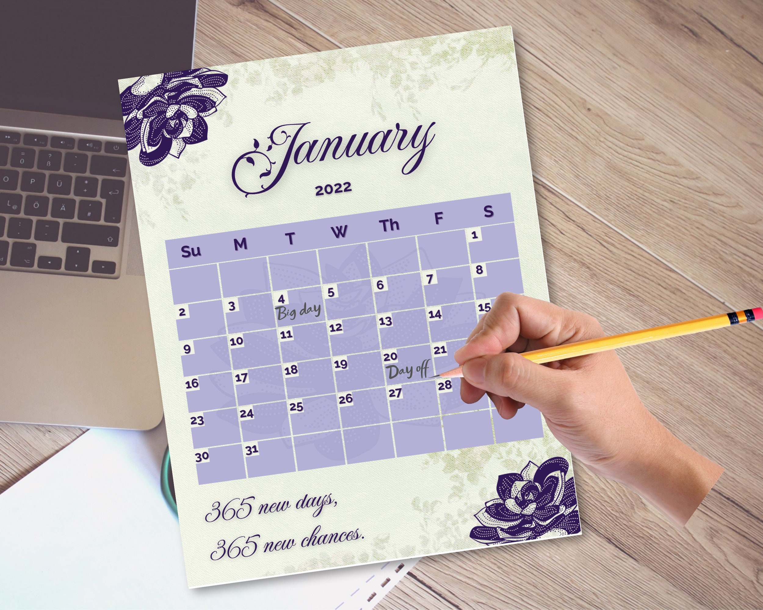 2022 Monthly Calendar Printable Colorful Floral Themes & Inspirational ...