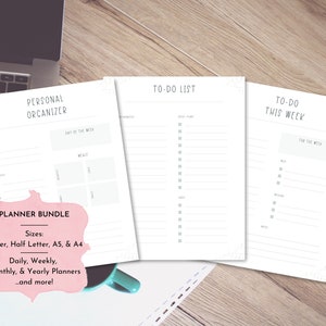 Undated Printable Planner Bundle - Daily, Weekly, Monthly, Yearly ...