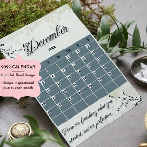 2022 Monthly Calendar Printable Colorful Floral Themes & Inspirational ...