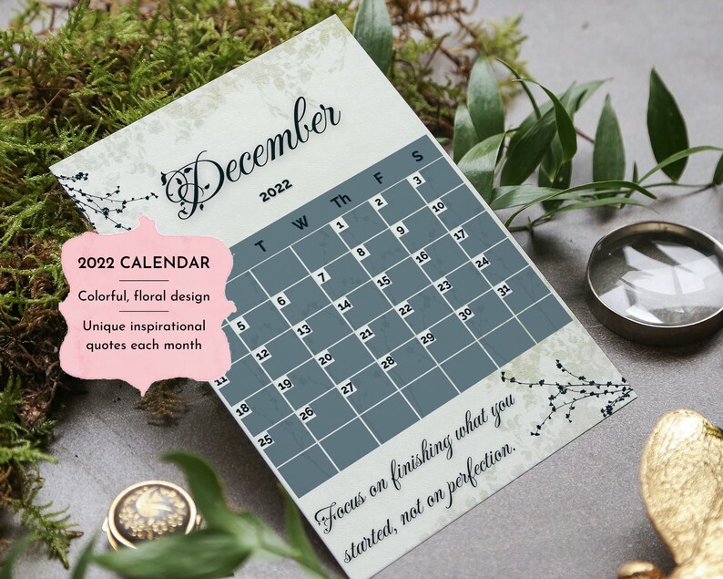 2022 Monthly Calendar Printable Colorful Floral Themes & Inspirational ...