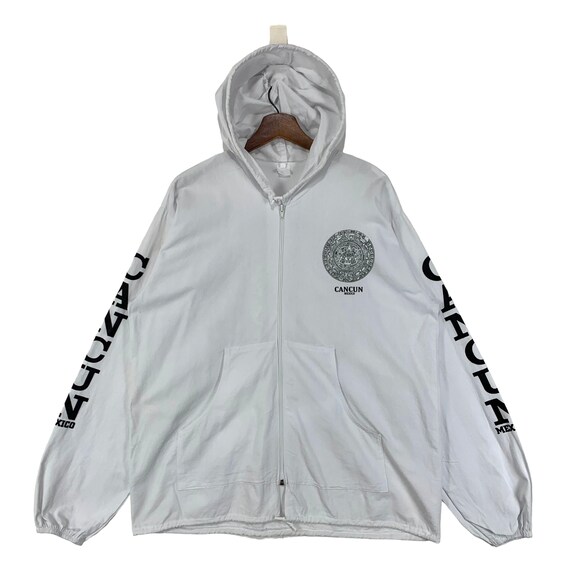 Vintage Cancun Mexico Maya Aztec Calendar Zip Up Hood… - Gem