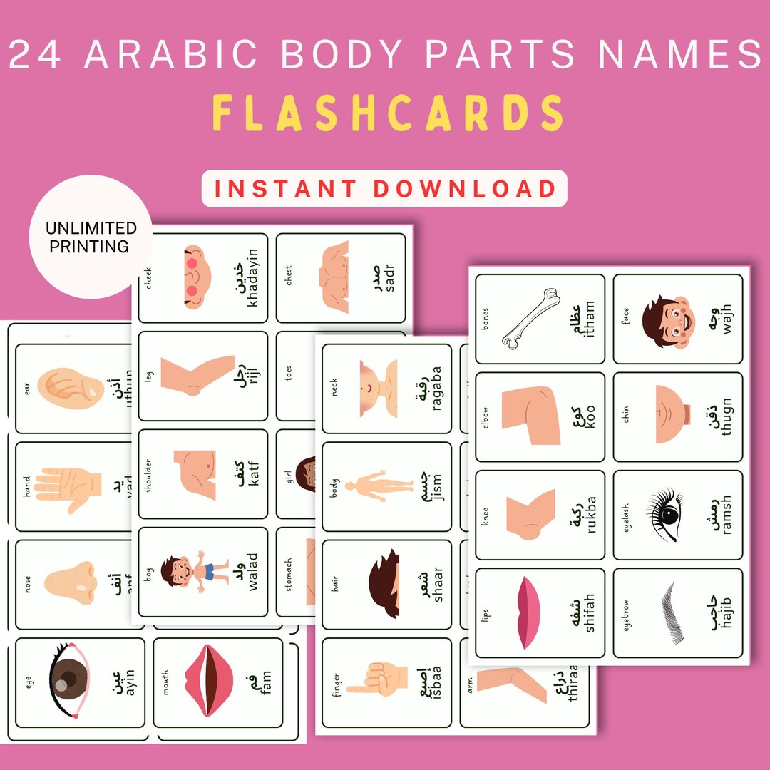 24 Arabic Flashcards. Arabic Body Parts Flashcards Pdf. Arabic ...