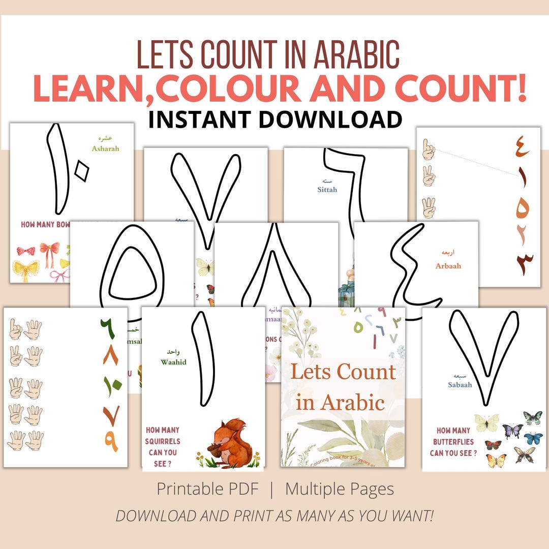 Arabic Numbers Colouring Book! Preschool and Homeschooling Printable ...