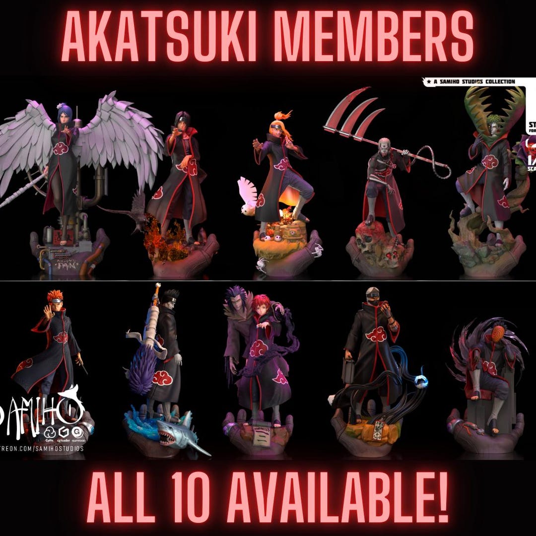 Akatsuki 3D Resin Print – Pick Your Naruto Villain or Full 10-member ...