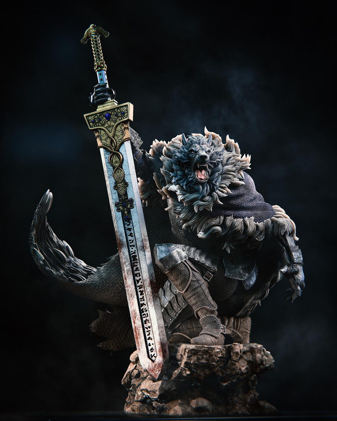 Blaidd Elden Ring 3D Resin Print – Ultra Detailed Half-wolf Warrior Statue – 16K Soulsborne ...