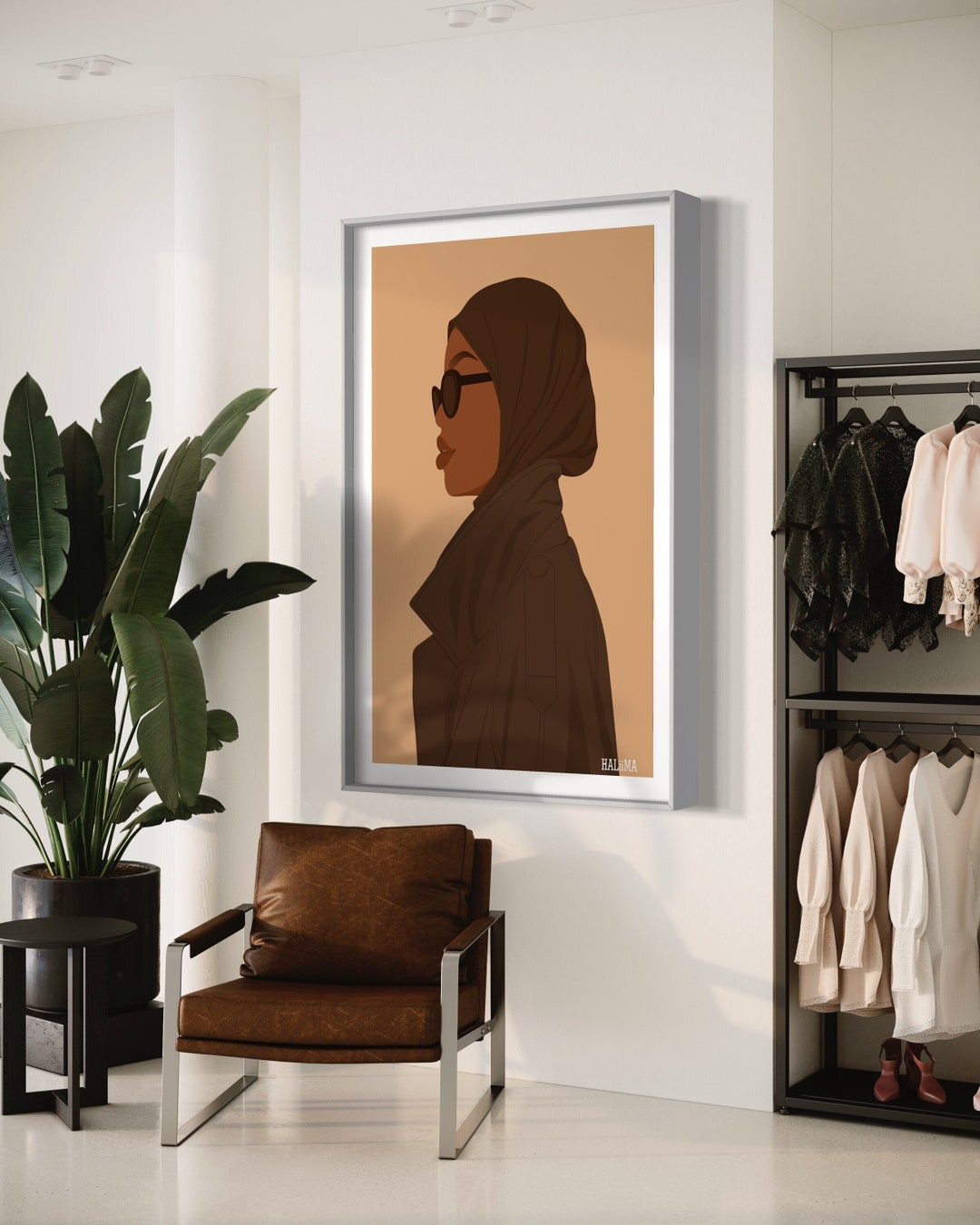 Hijab Wall Art Muslim Drawing Digital Download Faceless Portrait ...