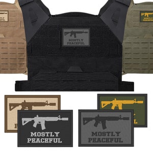 Mostly Peaceful AR15 Plate Carrier Patch Patriot Patches Tactical Patch ...