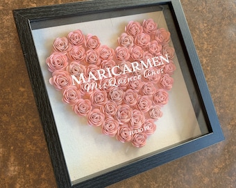 Personalized Heart Shaped Flower Shadow Box - Etsy
