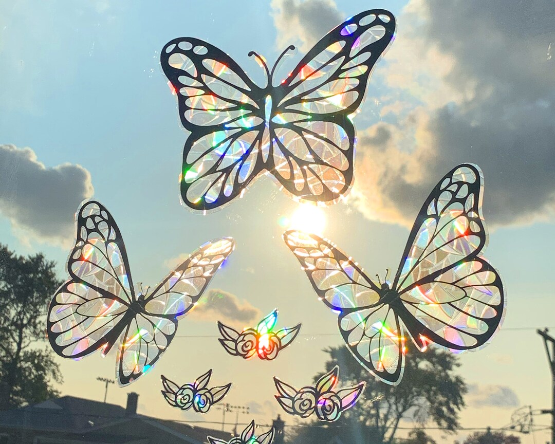 Butterfly Window Cling | Set of 3 Butterfly Sun Catcher Removable ...