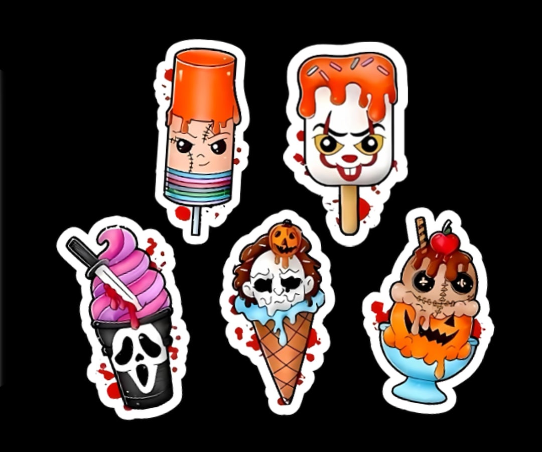 Horror Killers Popsicles Ice Cream Sticker | Halloween Stickers ...