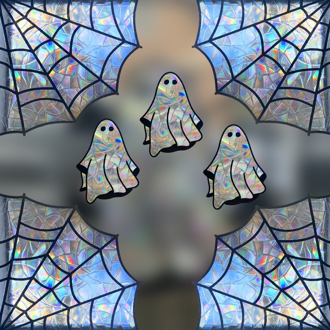 Set of 7 Spider Web and Ghost Window Cling | Sun Catcher Removable ...