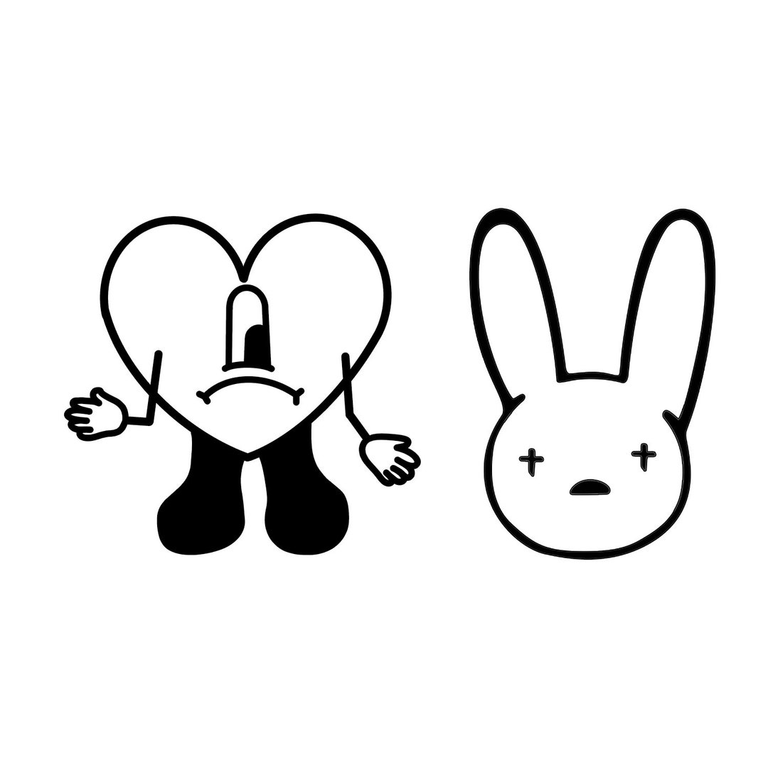 2 Bad Bunny Decals | Bad Bunny Vinyl | Sad Heart Decal | Car Decal | Un ...
