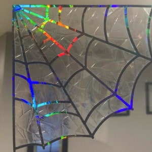 Spider Web Window Cling | Sun Catcher Removable | Holographic | Window ...