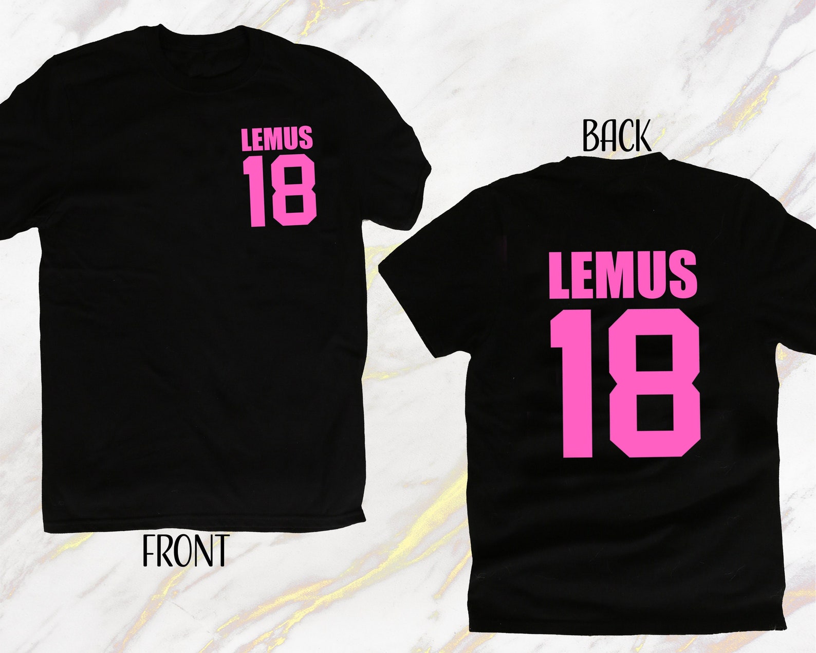Custom T-shirt | Front and Back Name and Number | Personalized Text ...