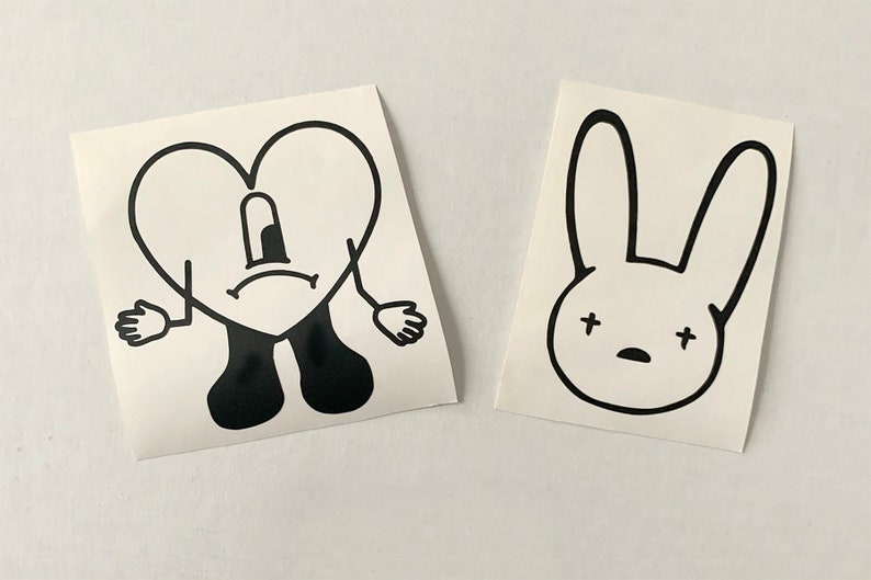 2 Bad Bunny Decals Bad Bunny Vinyl Sad Heart Decal Car Decal Un Verano ...