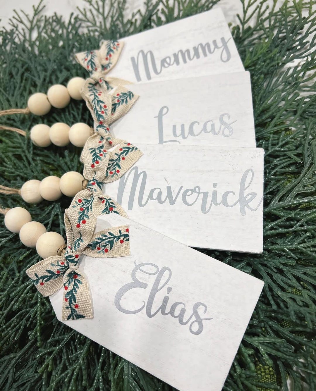 WHITE Wood Stocking / Gift Tags/custom Christmas Ornament/personalized ...