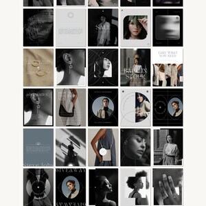 90 Dark Minimalist Instagram Post and Stories Canva Templates ...