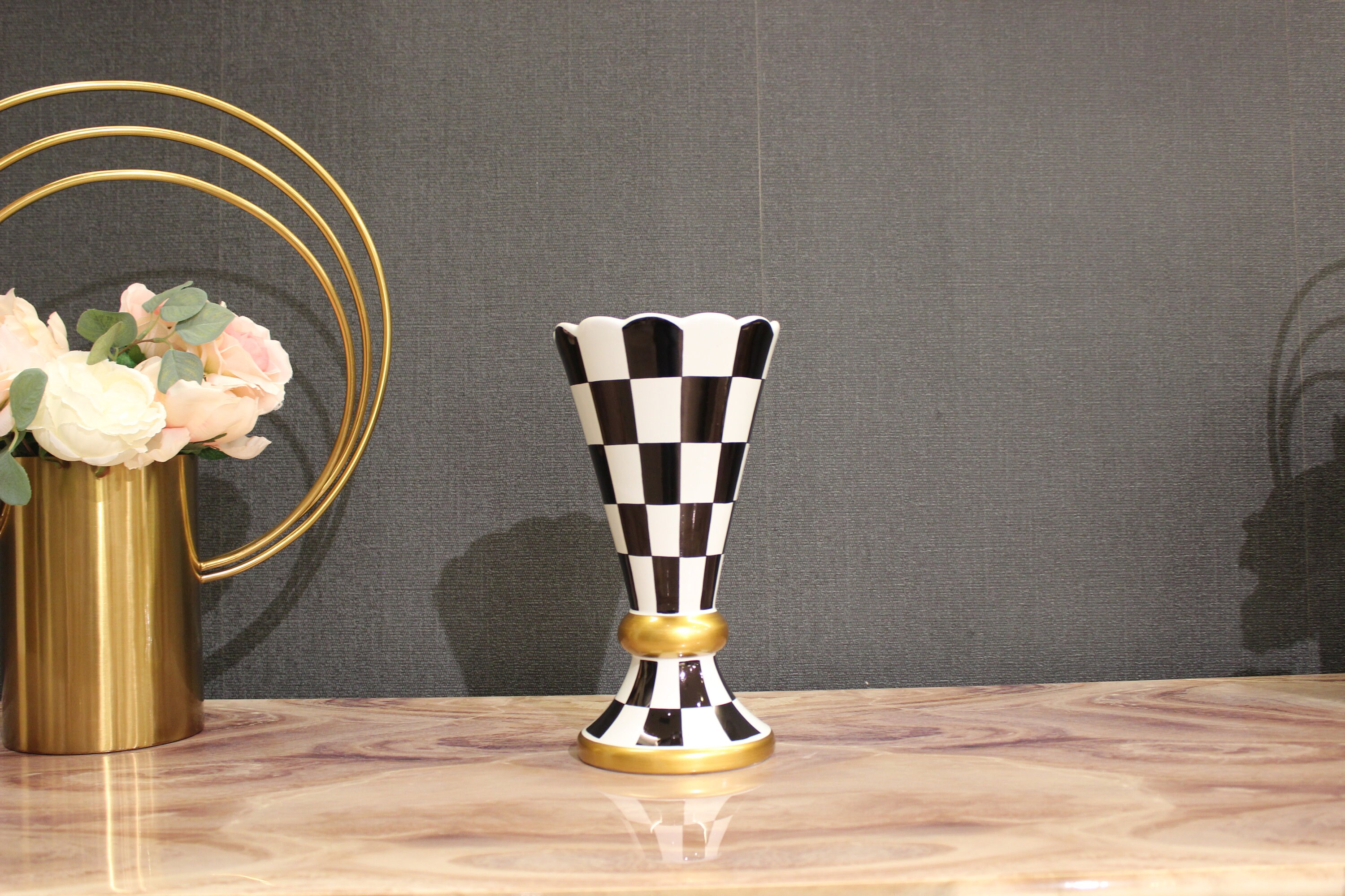 Check Pattern Vase Black and White Checkerboard Vase Triple - Etsy