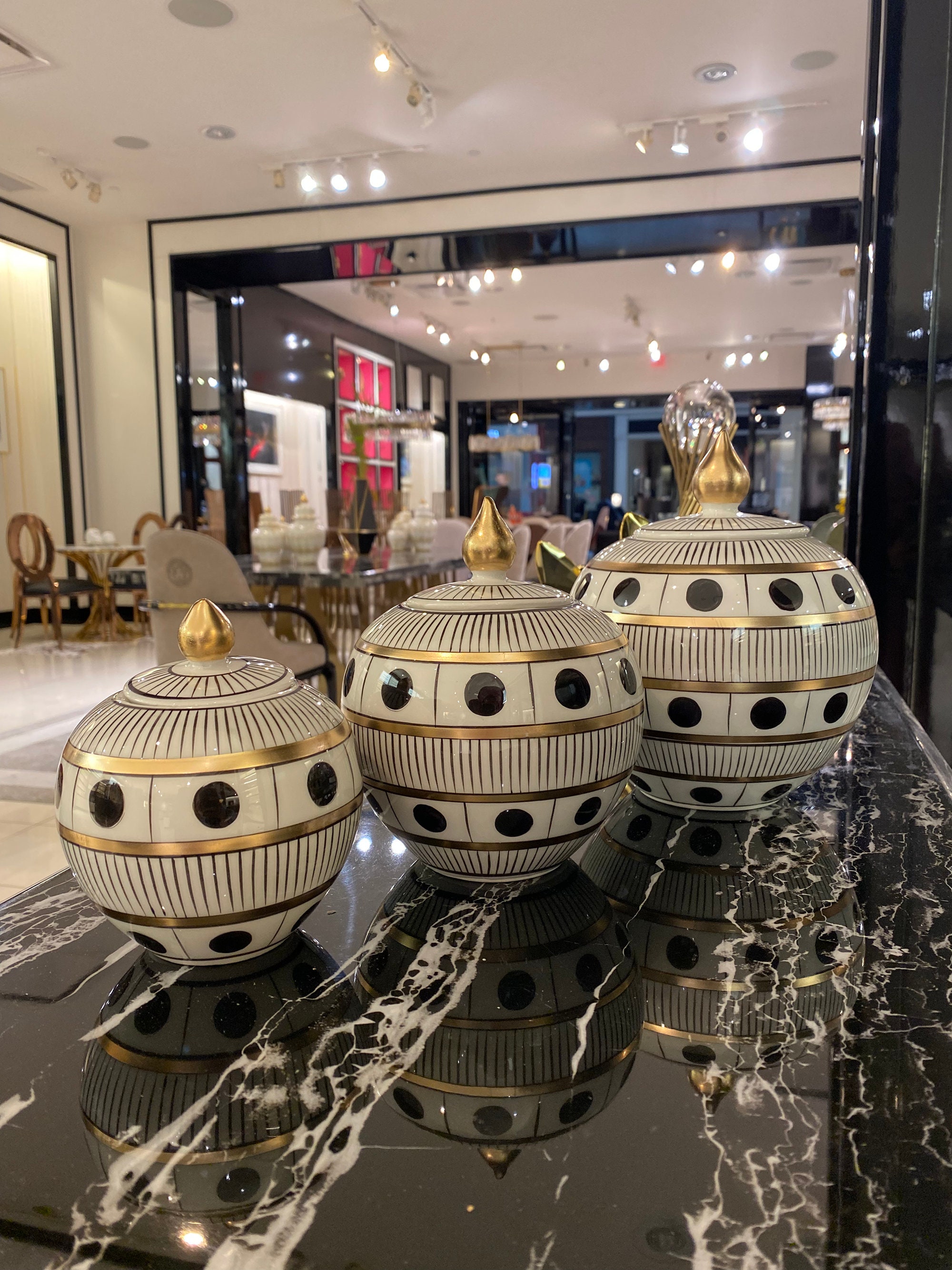 Gold Black Jar Vase Triple Modern Vase Handmade Ceramic - Etsy