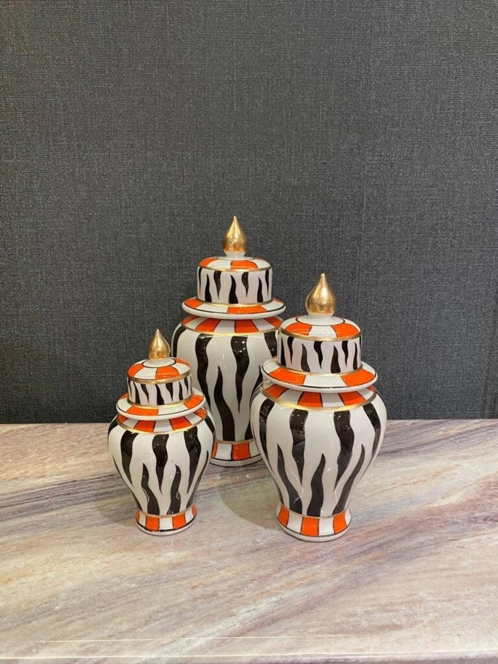 Zebra Patterned Ginger Jar Vase Triple Modern Vase Handmade - Etsy