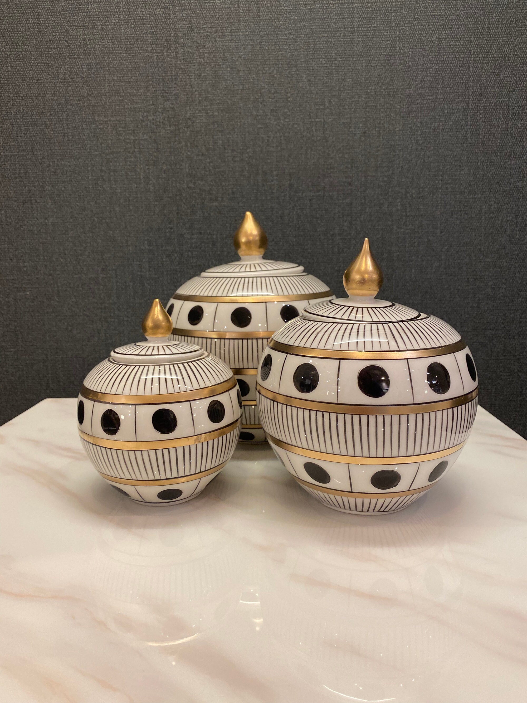 Gold Black Jar Vase Triple Modern Vase Handmade Ceramic - Etsy