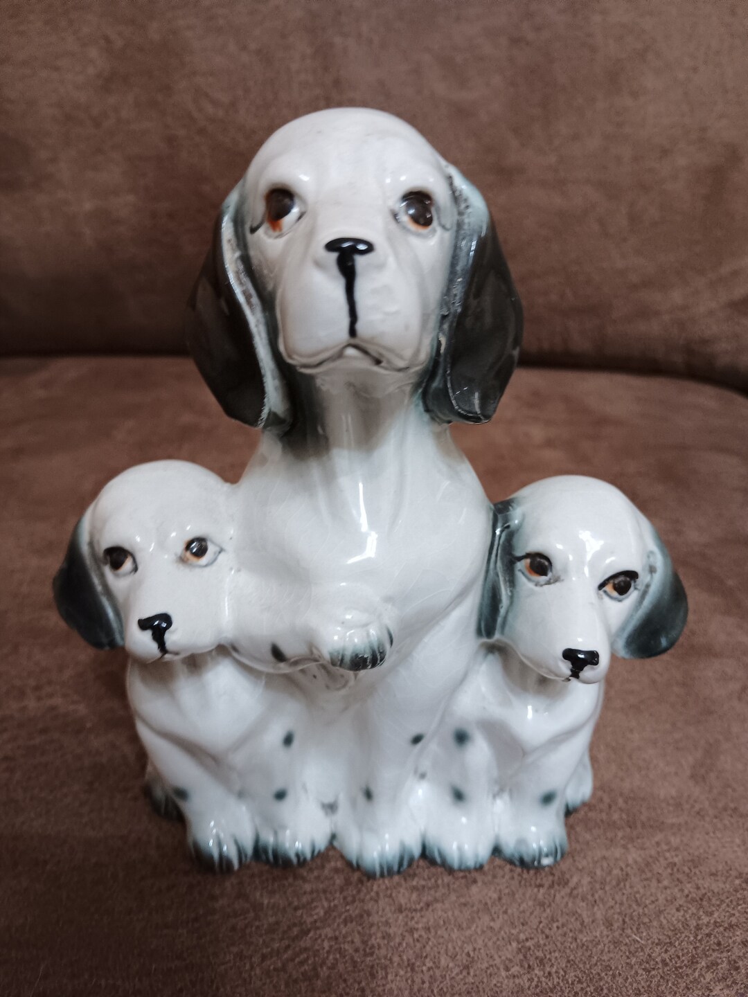 Vintage Three Dog Planter, Dalmation With Pups, Made in Japan, Vase ...