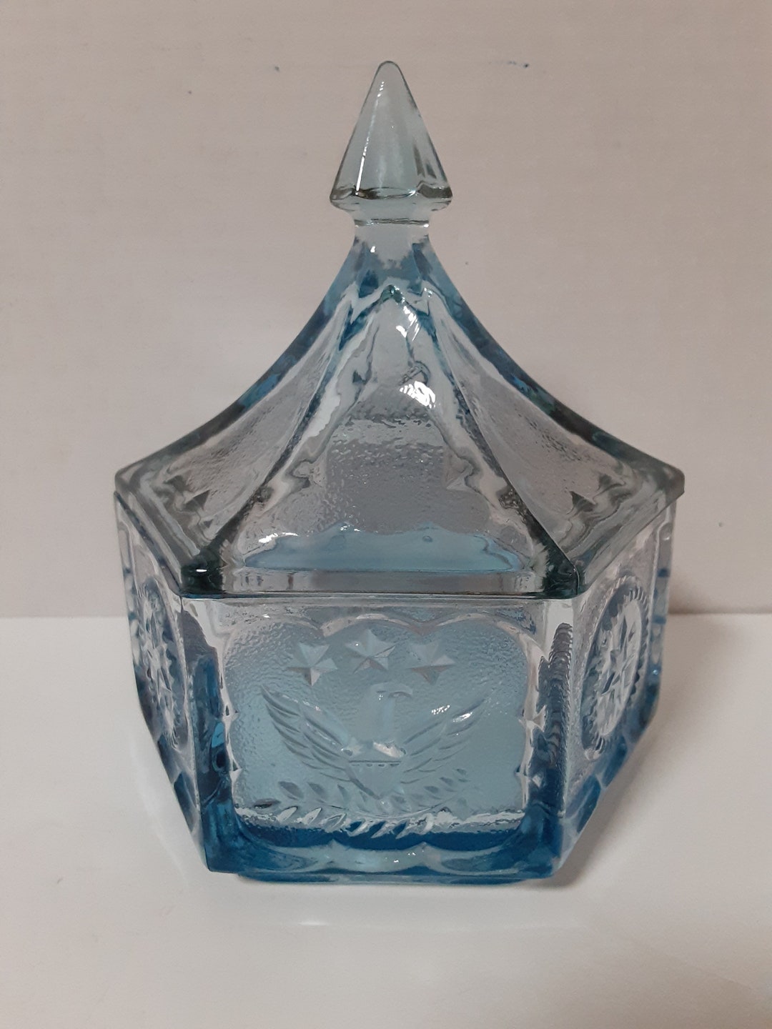 Tiara Crystal Blue Candy Dish by Indiana Glass, Celebrating 1976 ...