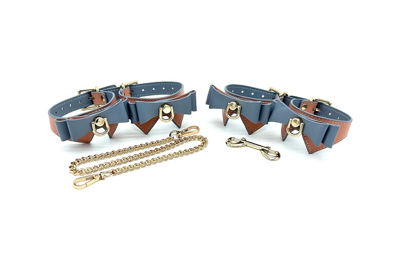 Cute Bow-tie Restraints Set, Vegan Leather Bondage Kit for Submissive ...