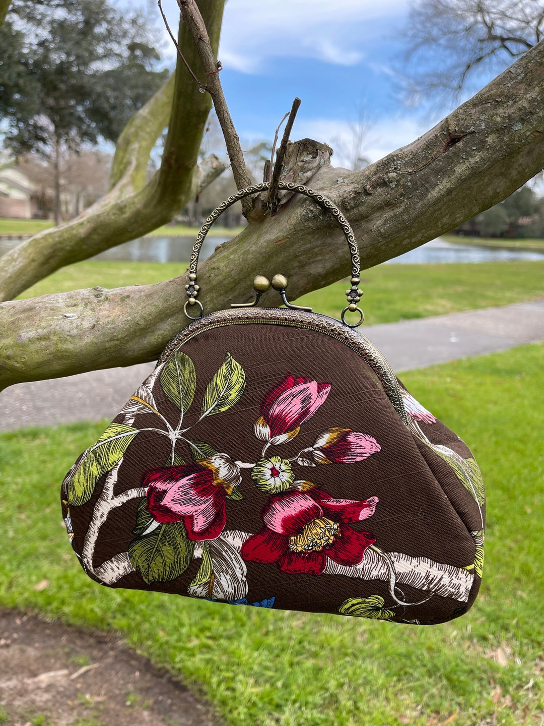 Vintage Style Floral Design Canvas Handbag Sustainable Fashion Eco ...