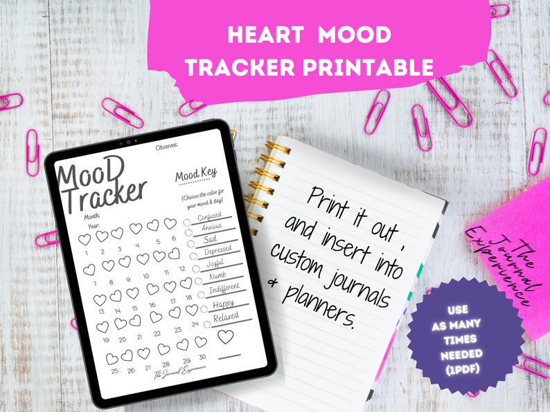 Mood Tracker ( Hearts) Printable - Etsy