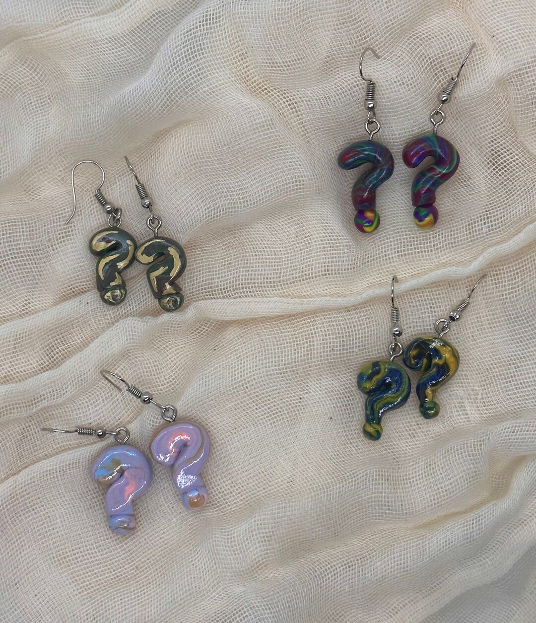Handmade Question Mark Dangle Earrings - Quirky Fun Jewelry - Funky ...