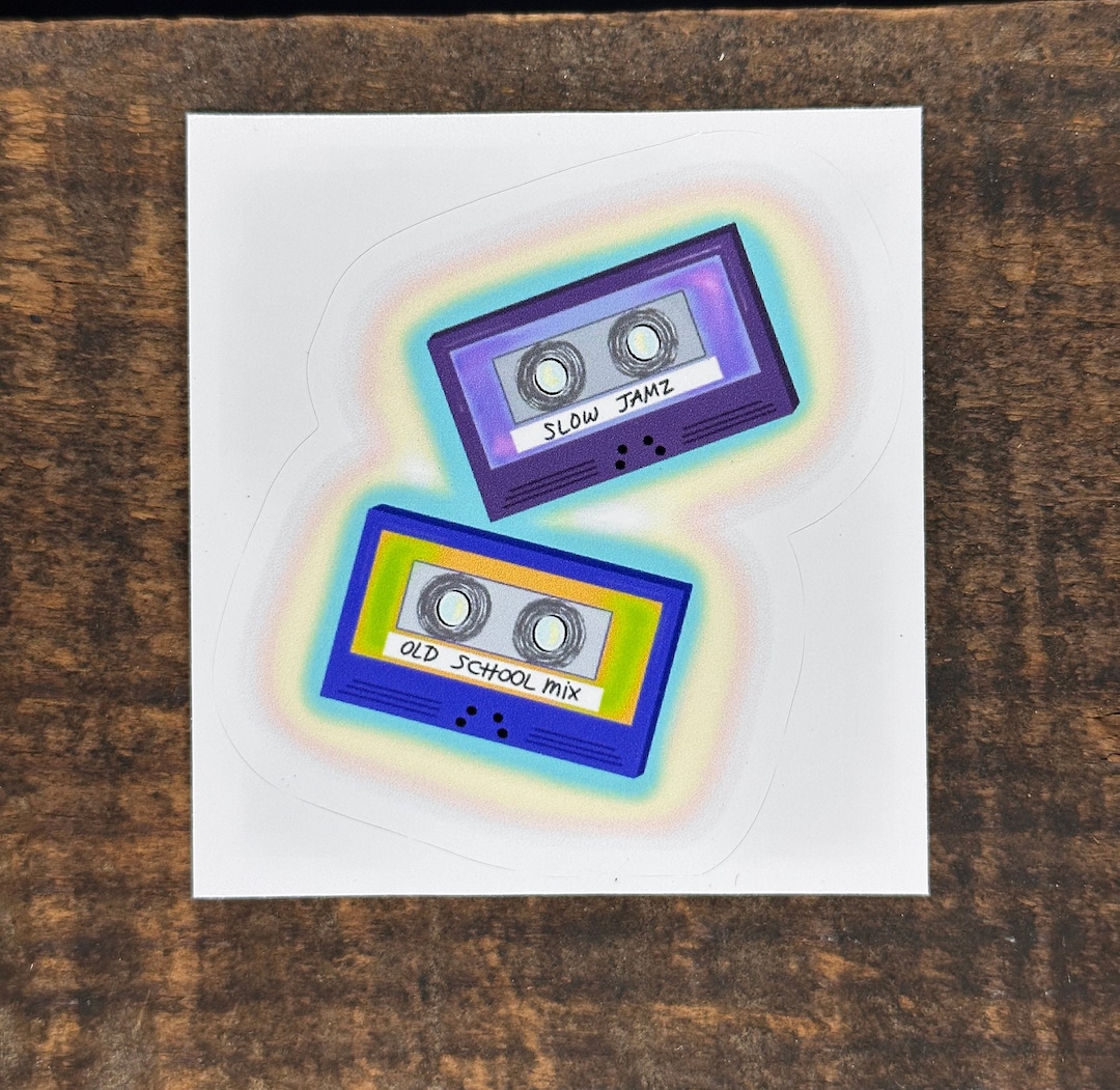 Mixed Cassette Tapes Sticker Old School Retro Throwback Laptop Notebook ...