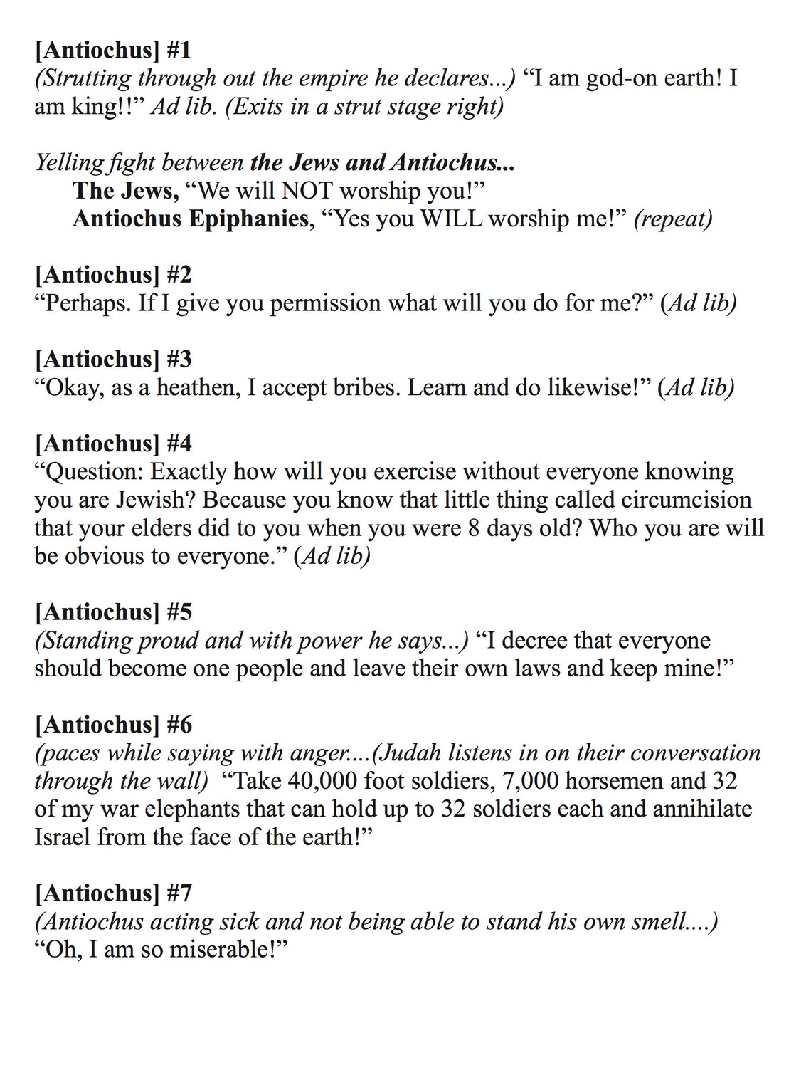 Hanukkah Maccabees Improv Play Script, Printable Melodrama (PDF) - Etsy