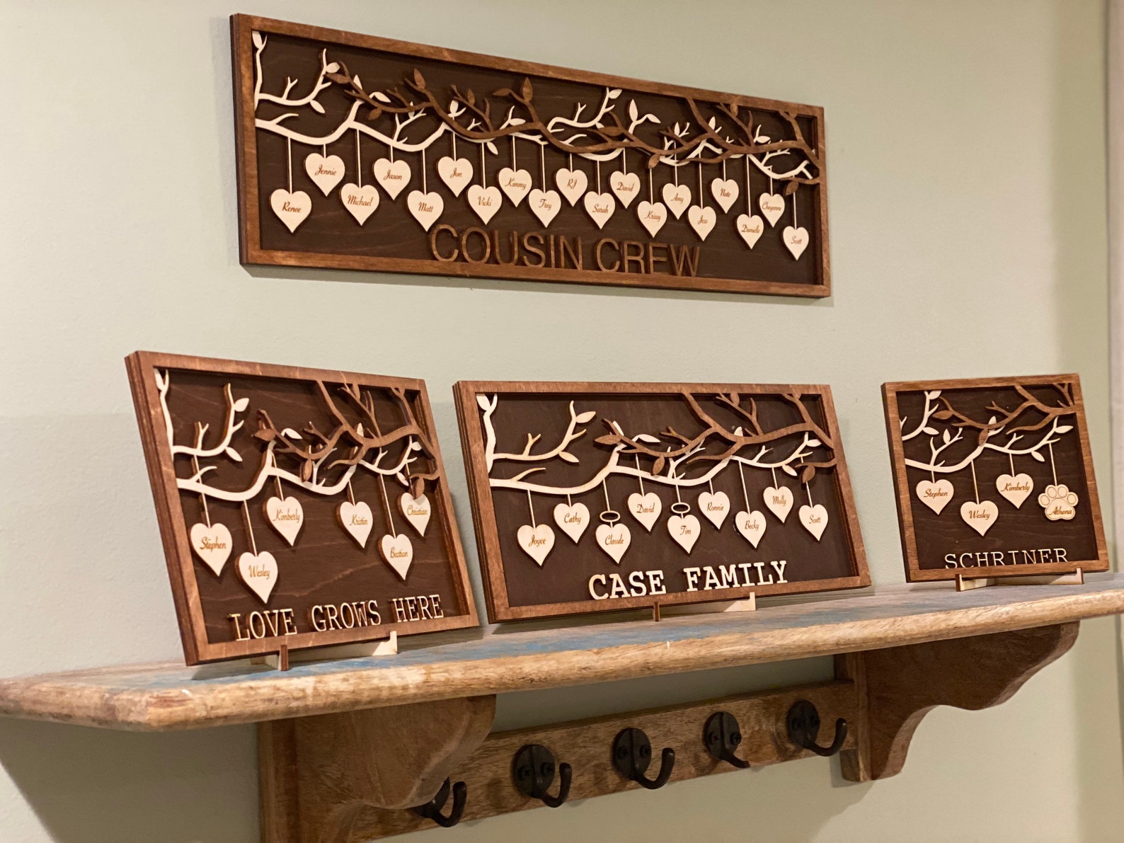 Family Tree Hanging Heart 3D Wall Hanging Decoration or Gift - Etsy