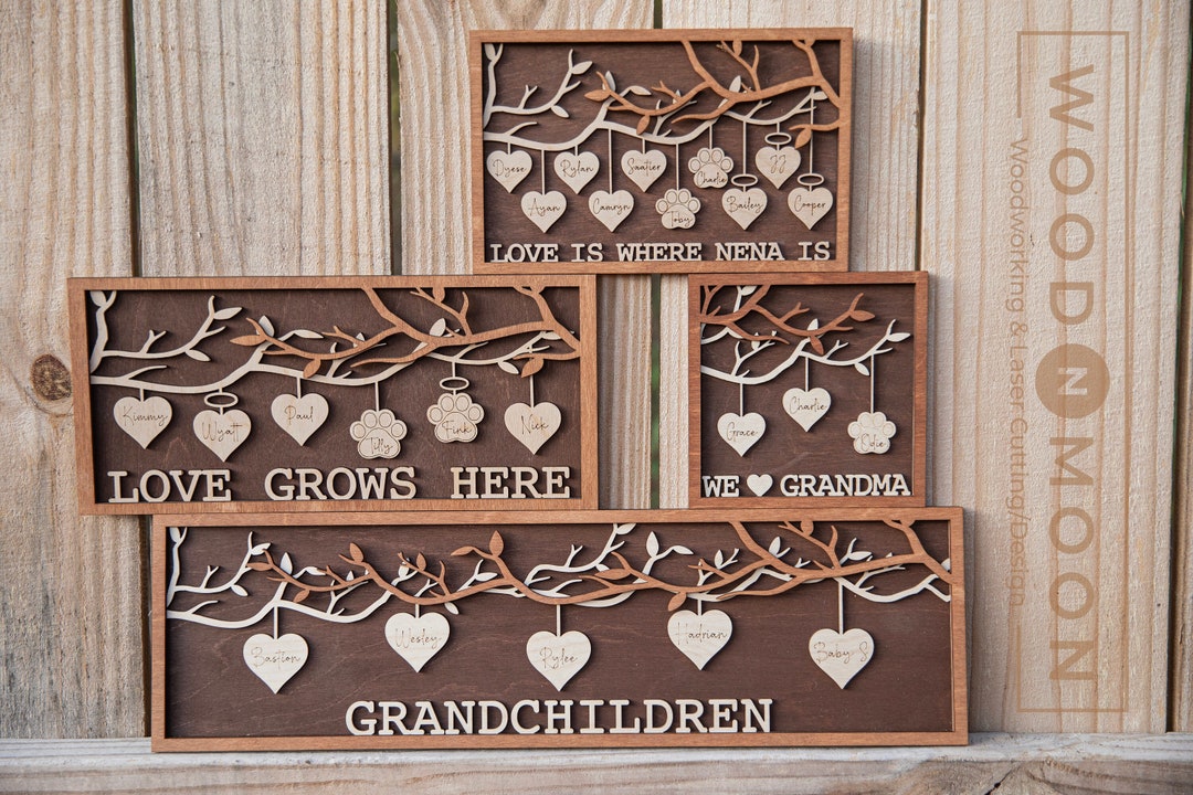 Family Tree Hanging Heart 3D Wall Hanging Decoration or Gift With Stand ...
