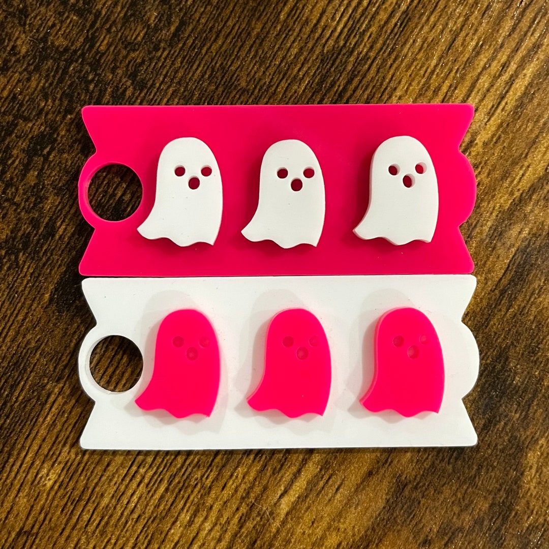 Hot Pink Halloween Ghost Tumbler Tag: Stanley Quencher Name Plate - Etsy