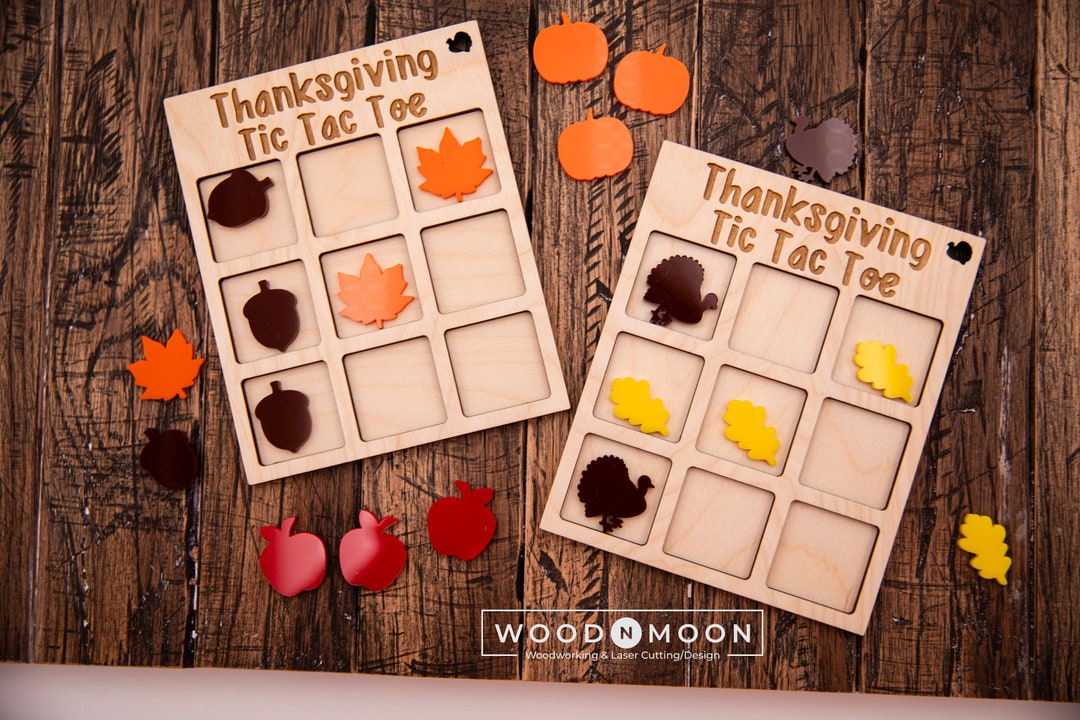 Wooden Thanksgiving Tic Tac Toe Board | Family Holiday Game - Etsy