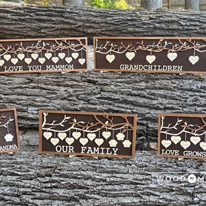 Family Tree Hanging Heart 3D Wall Hanging Decoration or Gift With Stand ...
