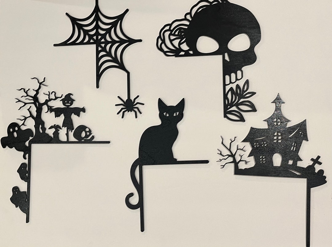 Halloween Door Corner Sign Halloween Silhouette Skull Sign - Etsy